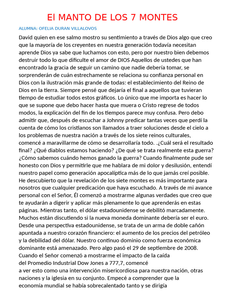 El MANTO DE LOS 7 MONTES | PDF | Dios