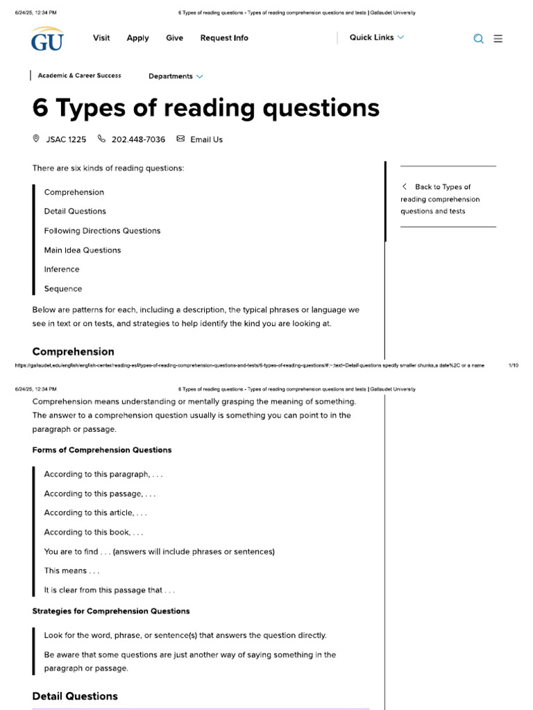 6 Types of Reading Questions | PDF