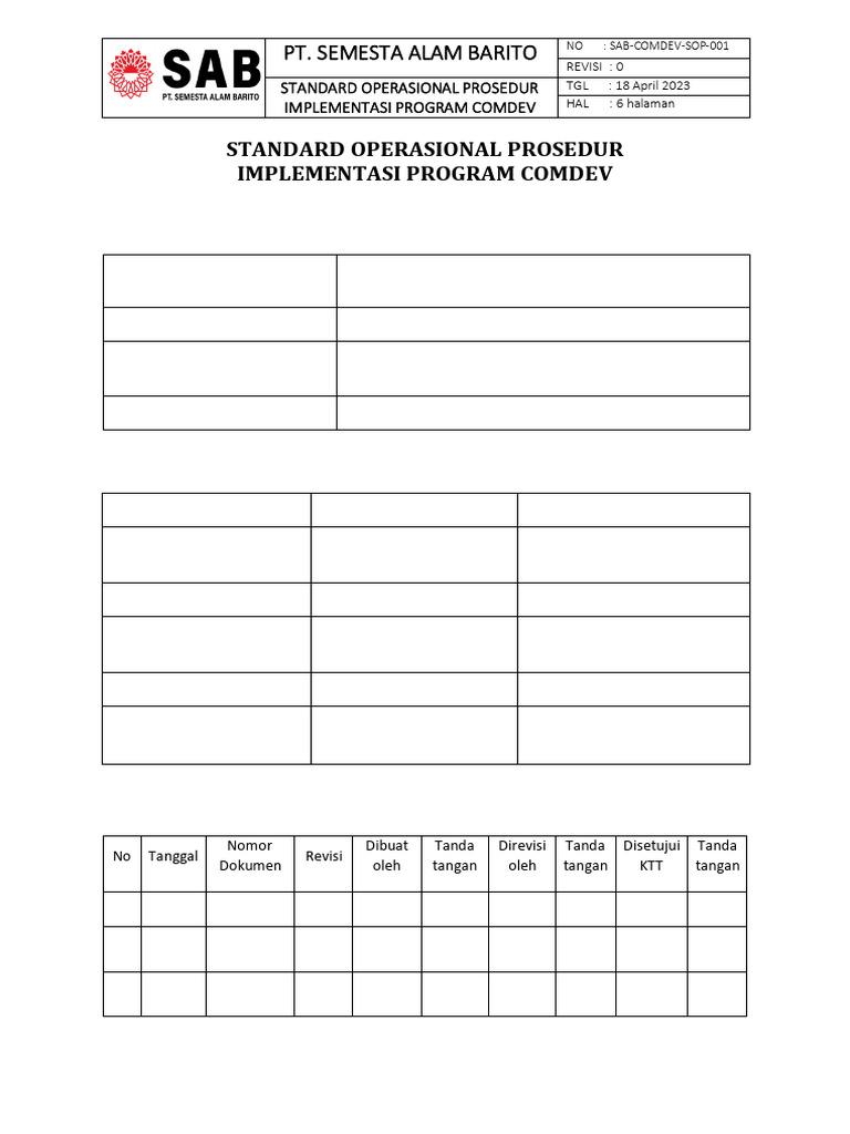 SAB EXT SOP 001 Implementasi Comdev SAB | PDF