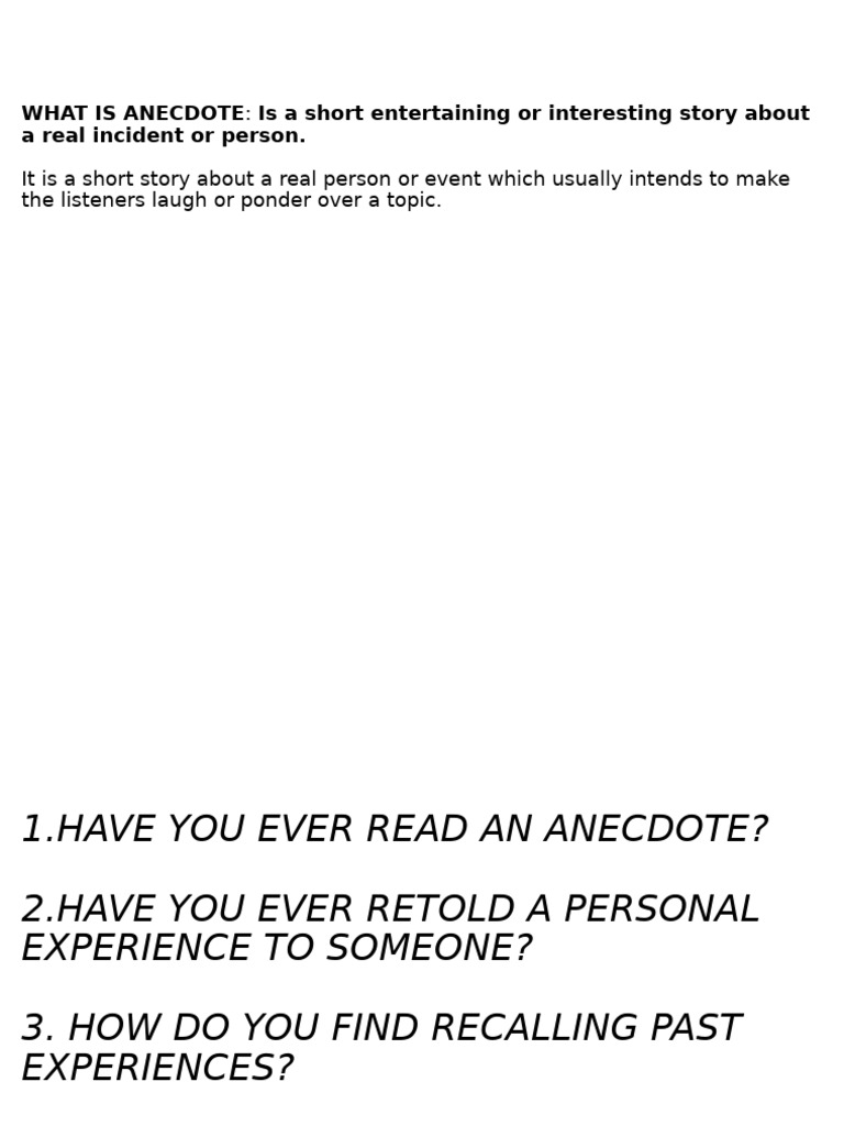 Anecdotes | PDF