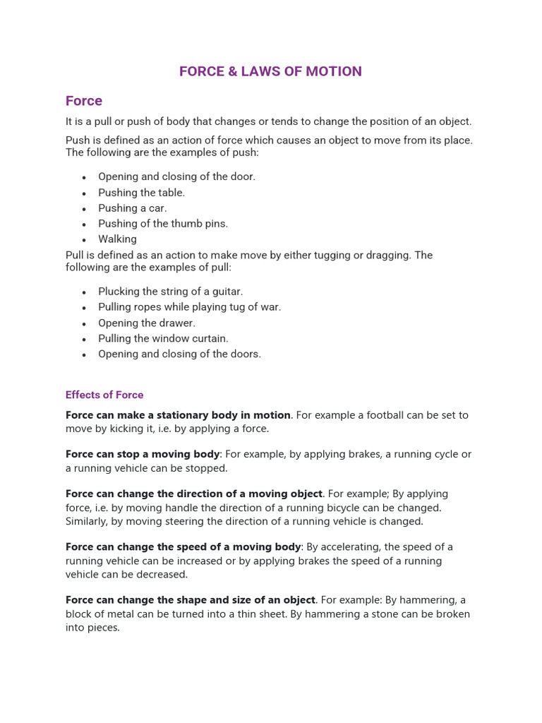 Force & Laws of Motion by Rishi | PDF | Force | Momentum