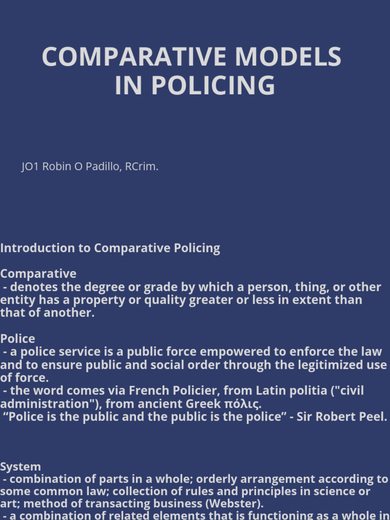 Comparative Models in Policing Systems | PDF | Transnational Organized ...