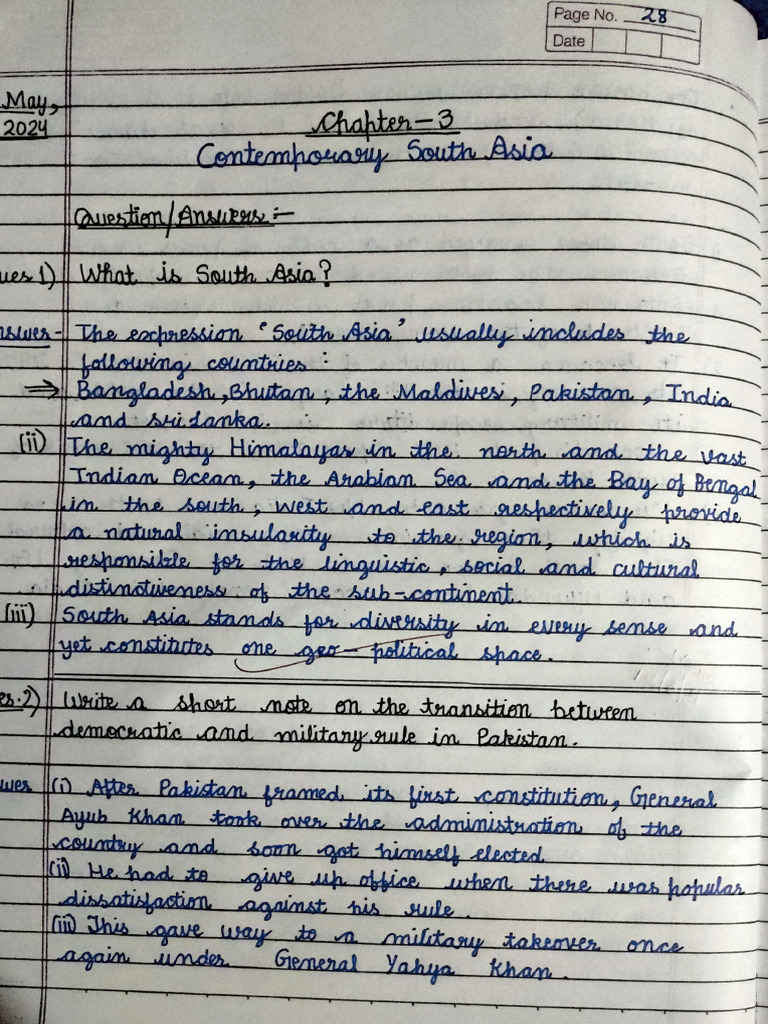 Class 12 Pol - Sci - I Ch3 Contemporary South Asia | PDF