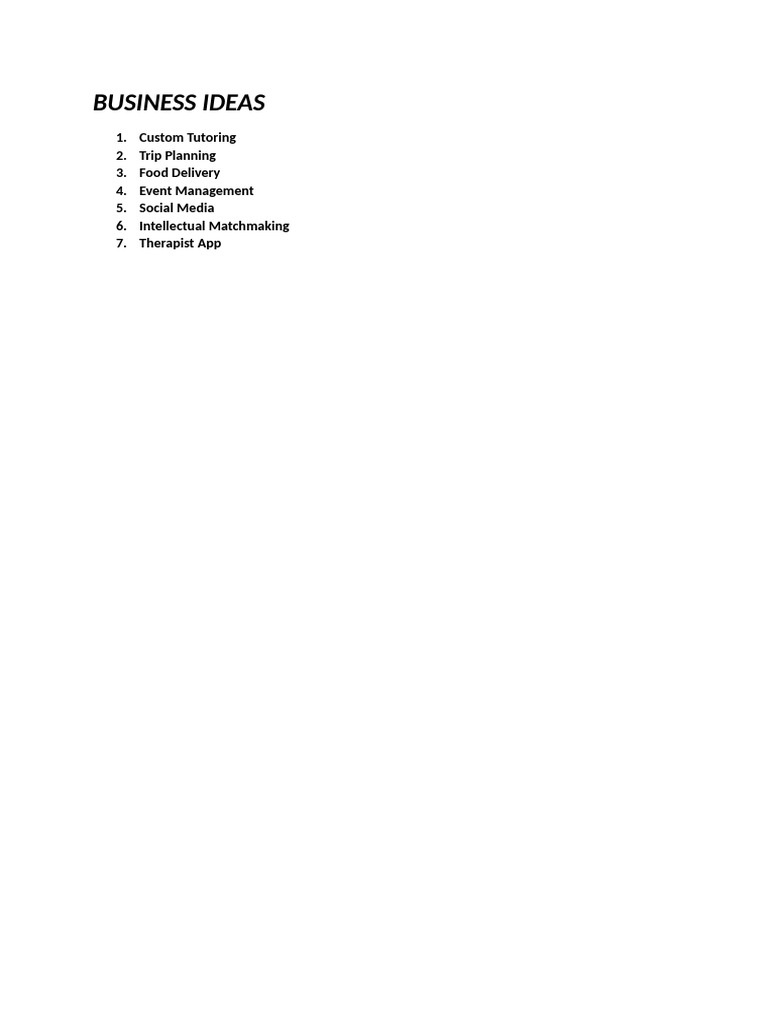 Business Ideas | PDF