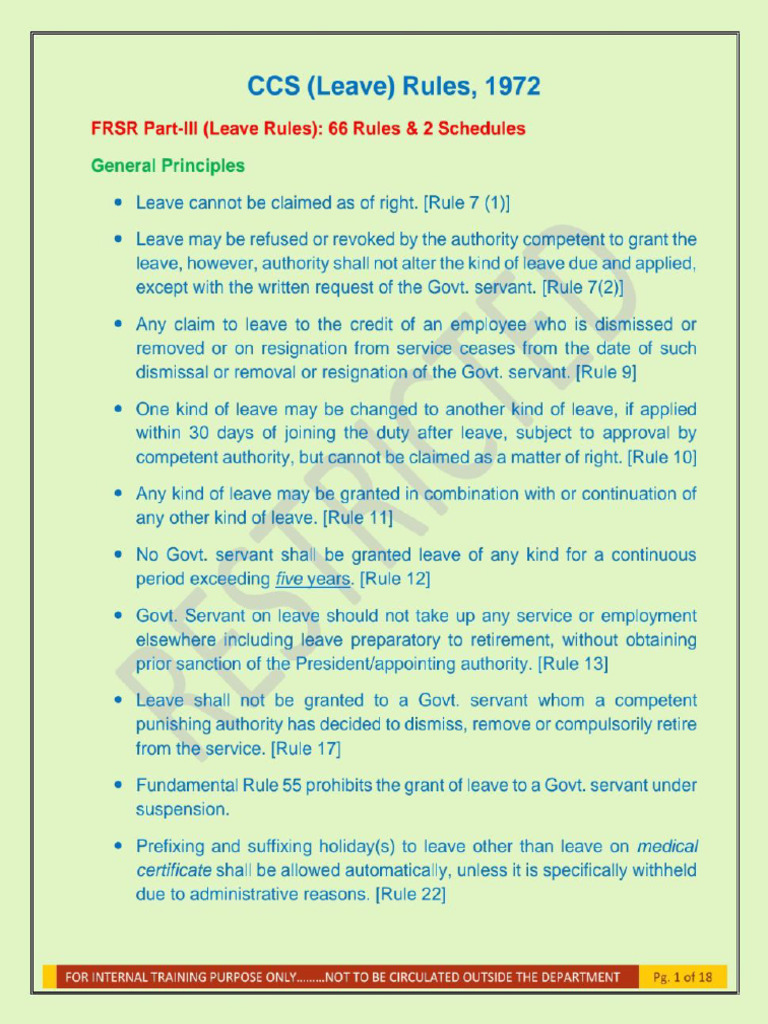 CCS Leave Rules v232 | PDF