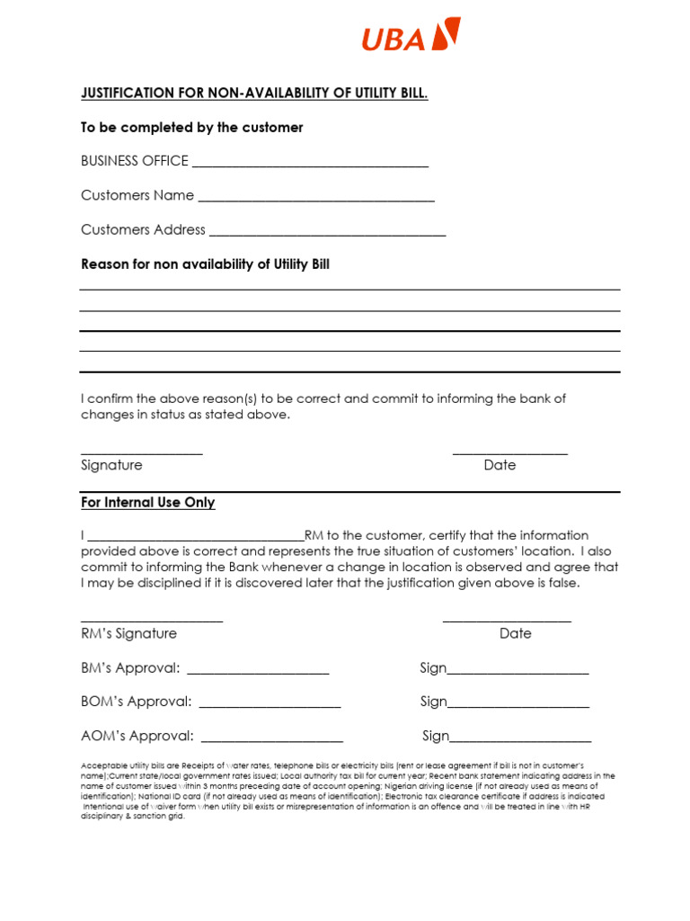Utility Bill Justification | PDF
