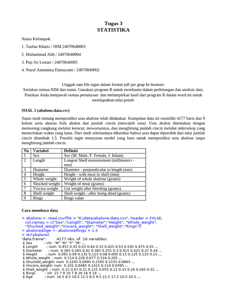 Jawaban Tugas 3 Statistika s2 Ilmu Lingkungan | PDF