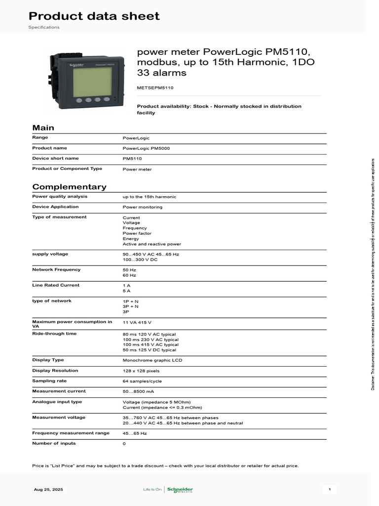 PowerLogic PM5110 Power Meter Guide | PDF | Alternating Current ...
