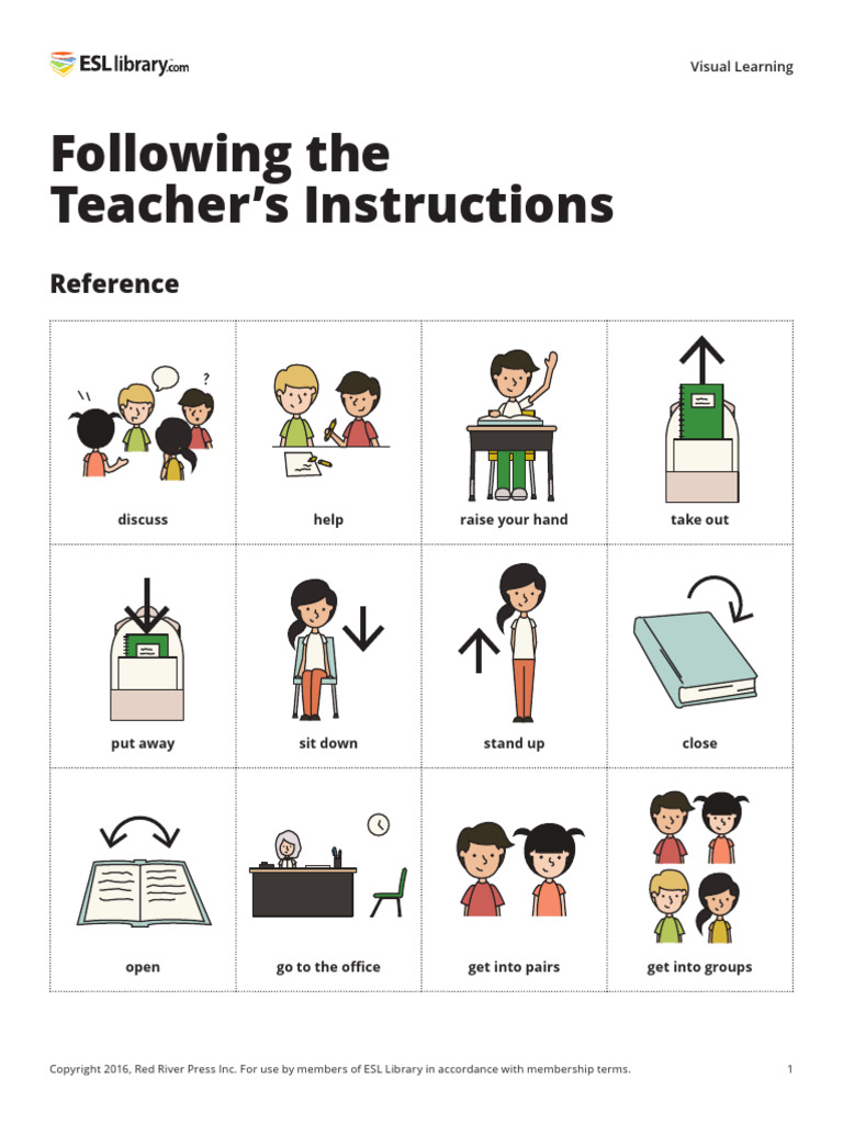 Teacher's Instructions for ESL Students | PDF