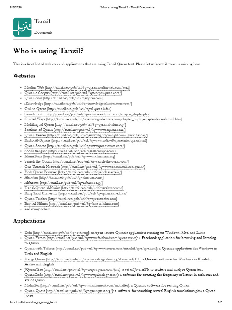 Who Is Using Tanzil - Tanzil Documents | PDF | Quran | Islam