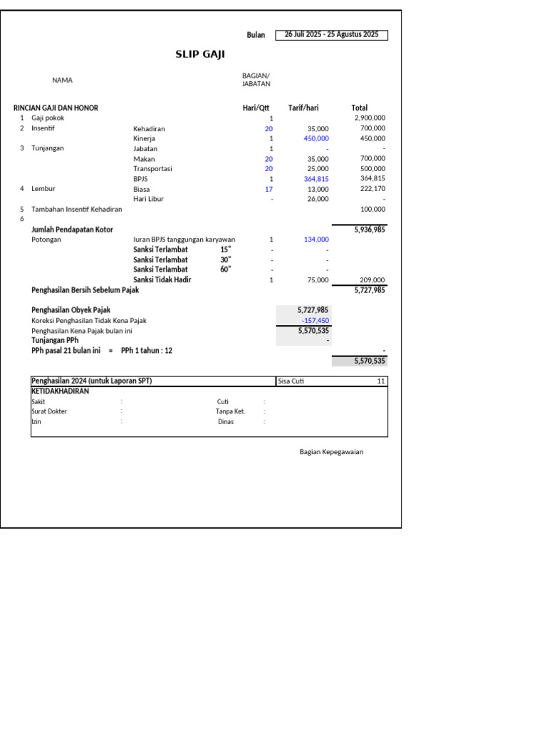 Form Slip Gaji-Contoh | PDF