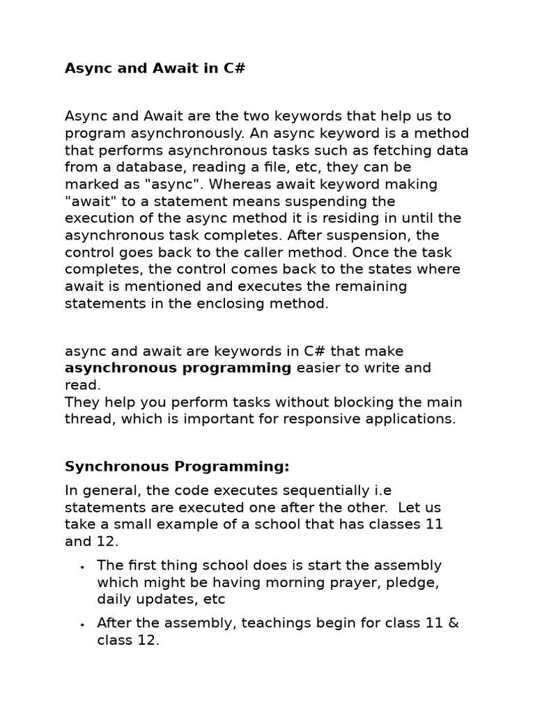 Async and Await in C | PDF | Operating System Technology | Concurrent Computing