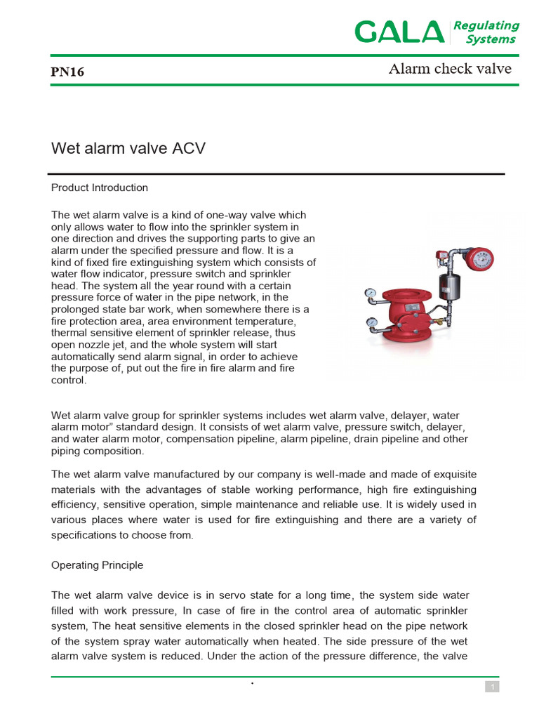 Wet Alarm Valve for Fire Protection | PDF | Valve | Fire Sprinkler System