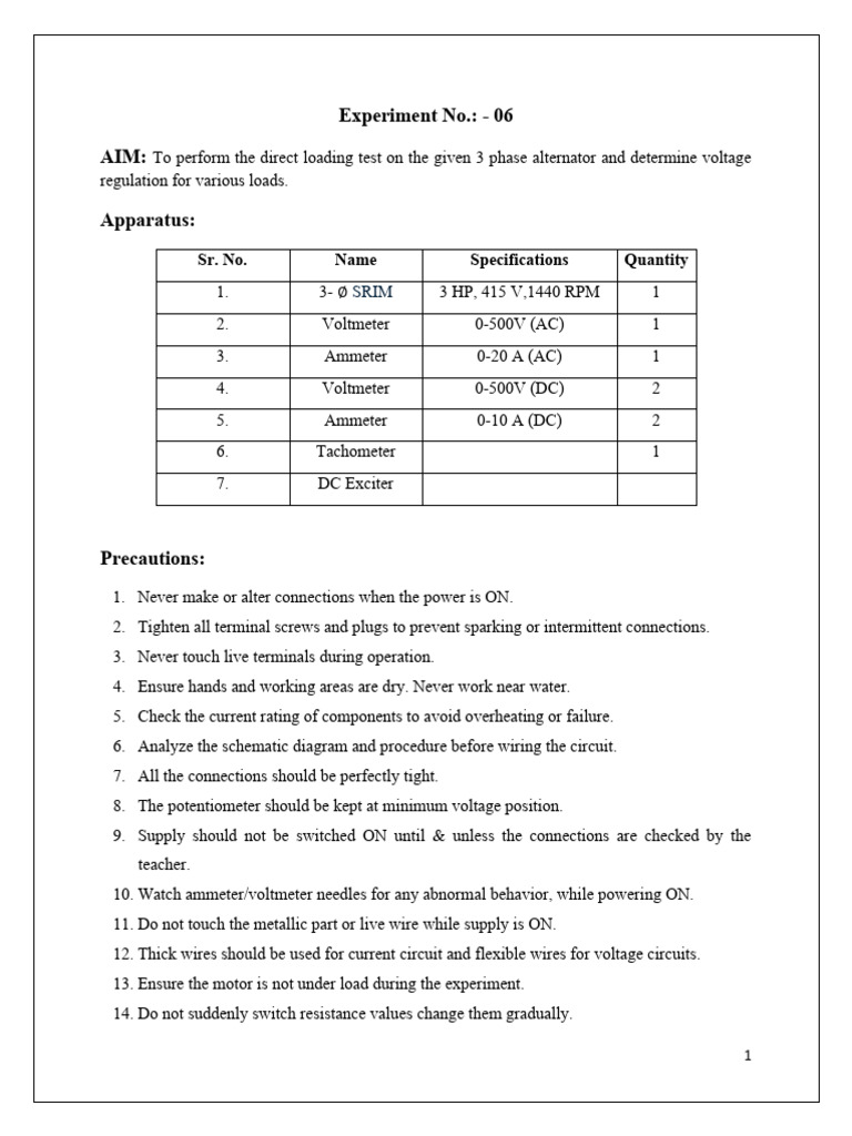 EMF, MMF, Direct Loading Test | PDF | Electric Motor | Voltage