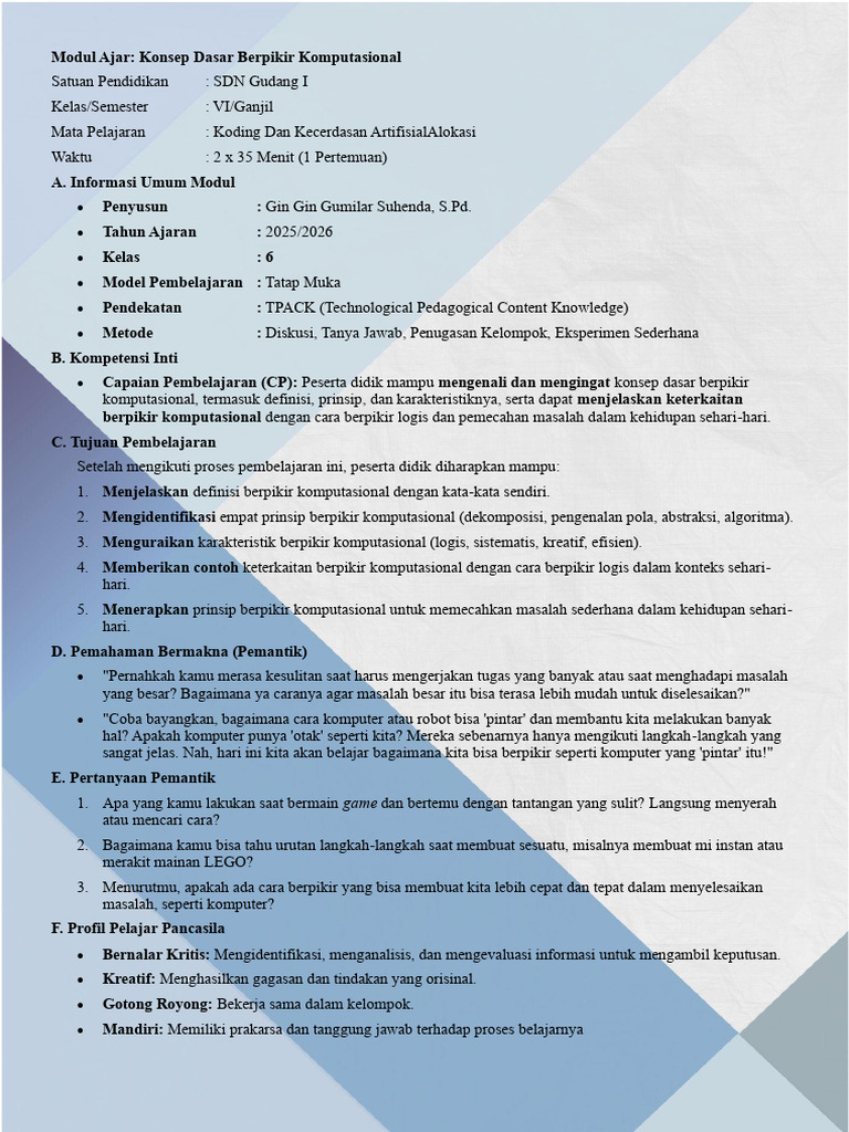 Modul Ajar Koding | PDF