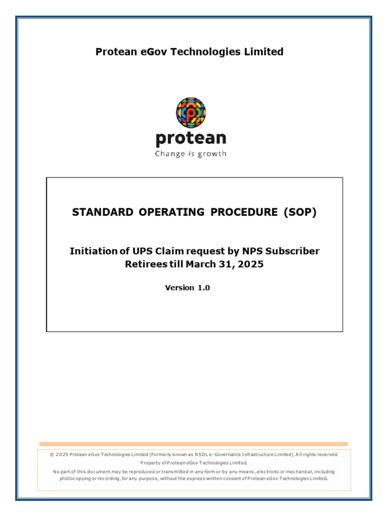 SOP for NPS UPS Claim Requests | PDF | Retirement | Applications Of ...