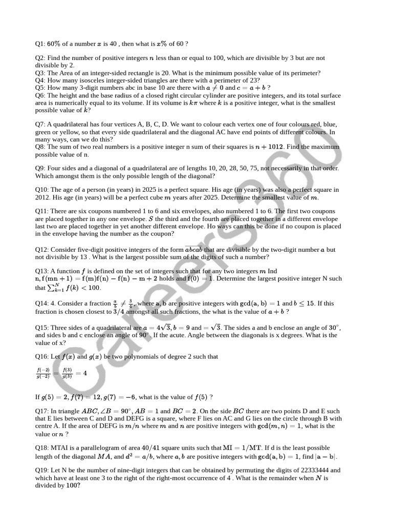 IOQM 2025 Question Paper - 1757279746478 | PDF | Area | Rectangle