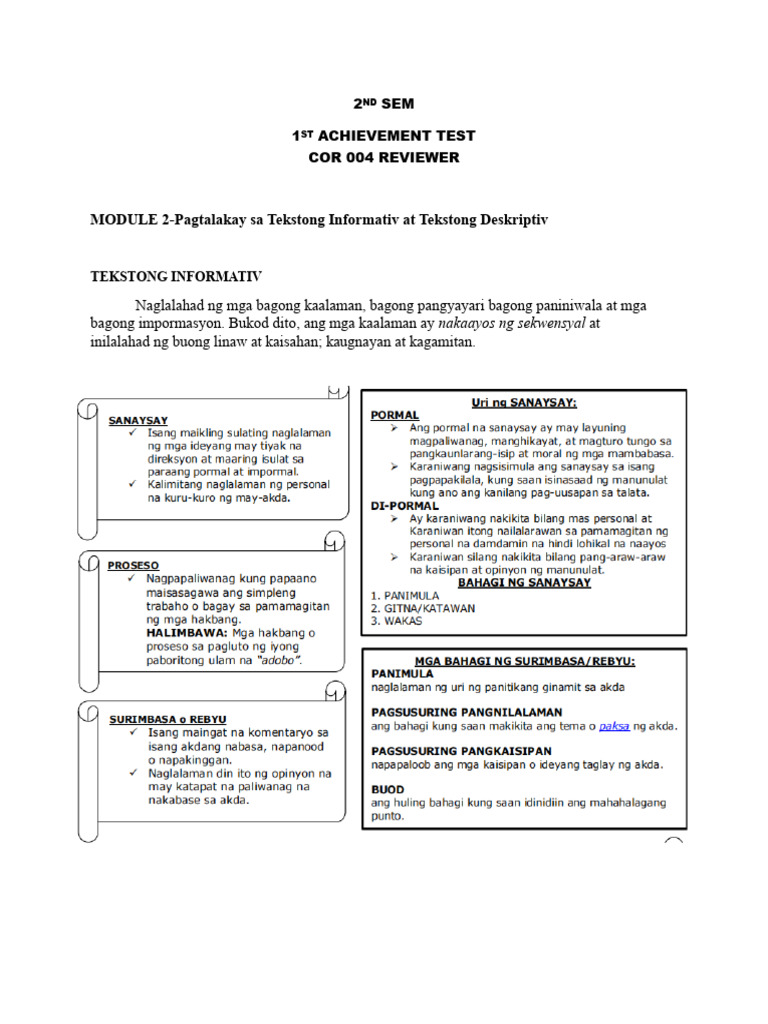 2nd Sem Cor 004 Reviewer | PDF