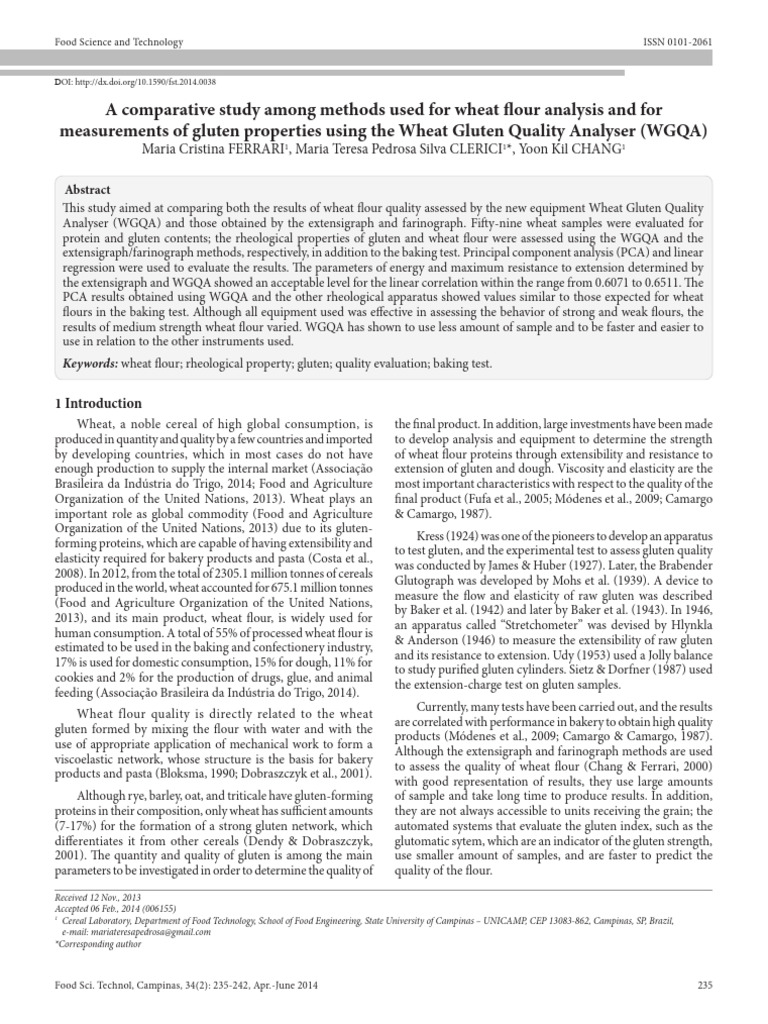 A Comparative Study Among Methods Used For Wheat Flour Analysis and For ...