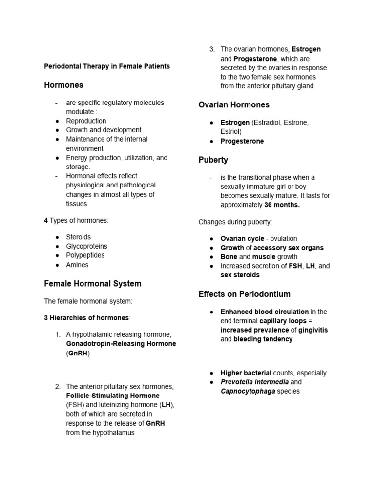 Perio Chapter 41 Notes | PDF | Menstrual Cycle | Osteoporosis