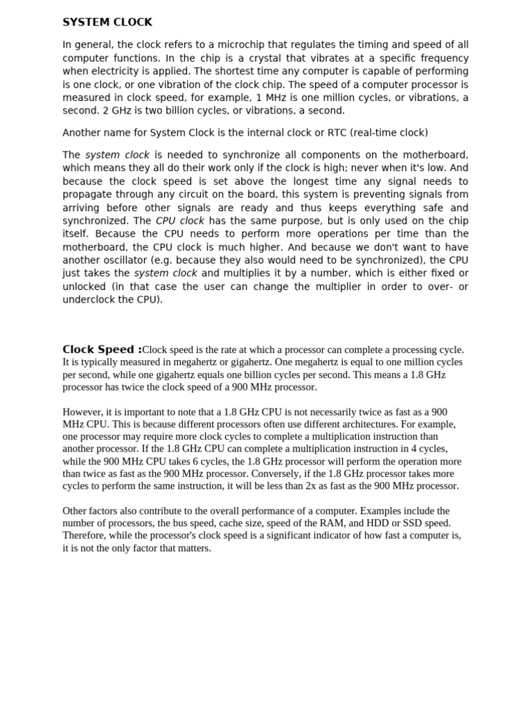Understanding Motherboard Clock Systems | PDF | Central Processing Unit ...