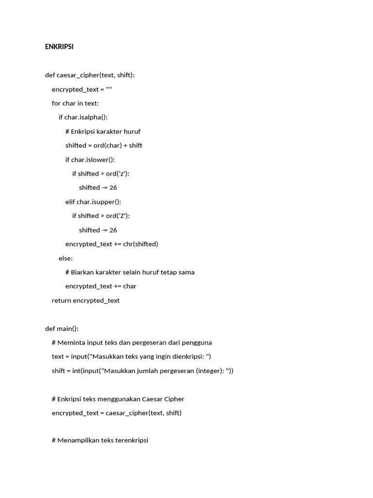 Program PYTHON Caesar Cipher | PDF