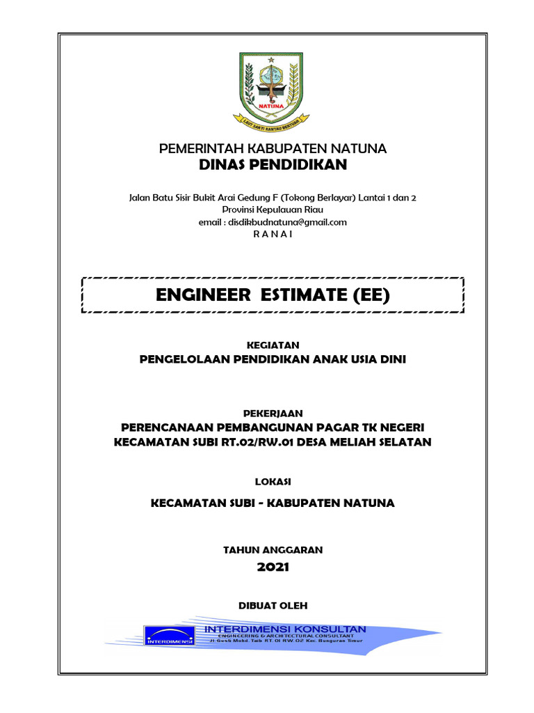 Ee Pembangunan Pagar TK Subi Ok | PDF