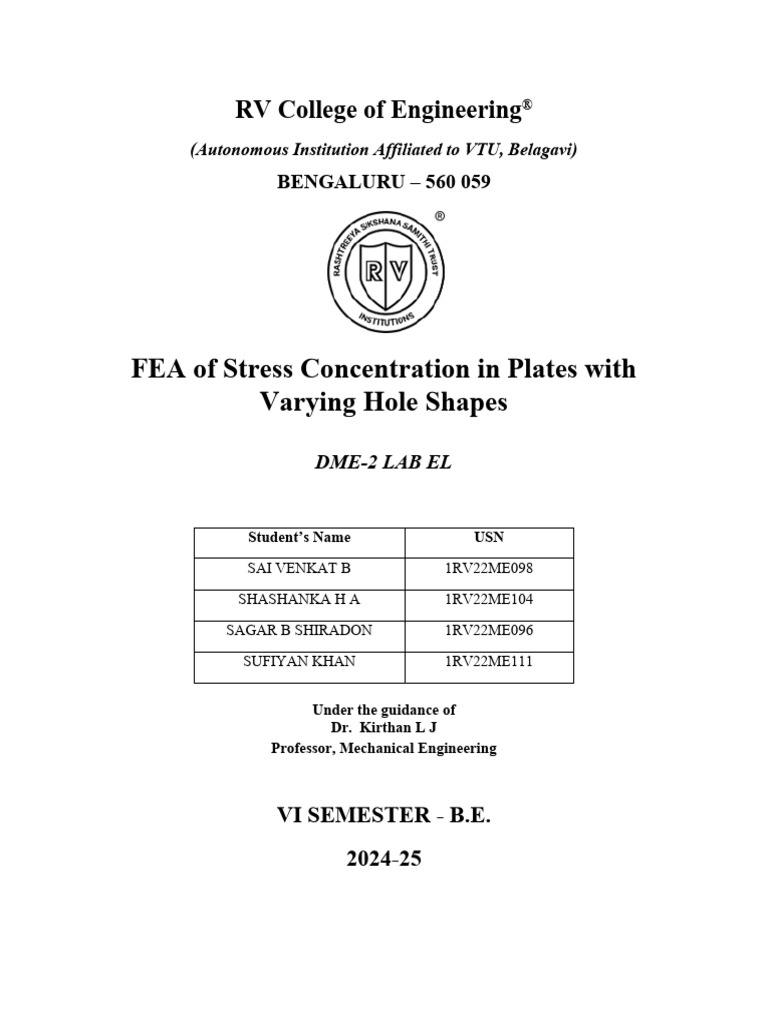 FEA Analysis of Stress Concentration in Plates | PDF
