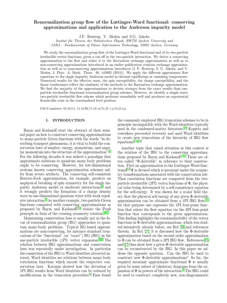 Renormalization Group Flow of The Luttinger-Ward Functional: Conserving Approximations and ...