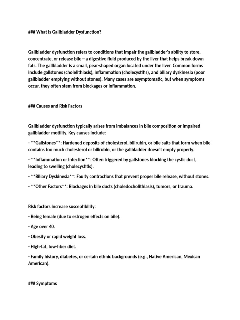 Gallbladder Dysfunction | PDF | Gallbladder | Bile