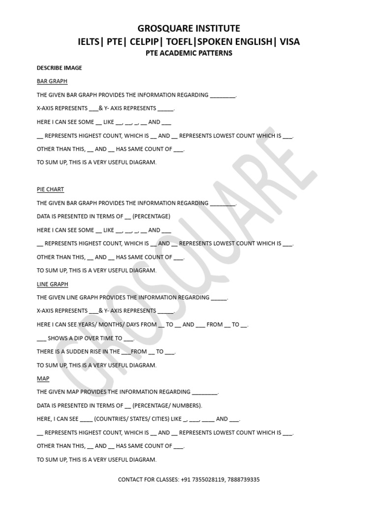 PTE Academic Patterns and Diagram Analysis | PDF | Chart | Visual ...