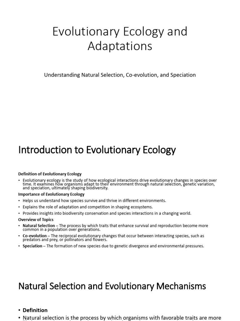 Evolutionary Ecology and Adaptations | PDF | Evolution | Natural Selection