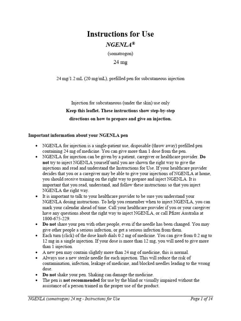 NGENLA How to Use Leaflet Prefilled Pen 24mg Docx | PDF | Injection ...
