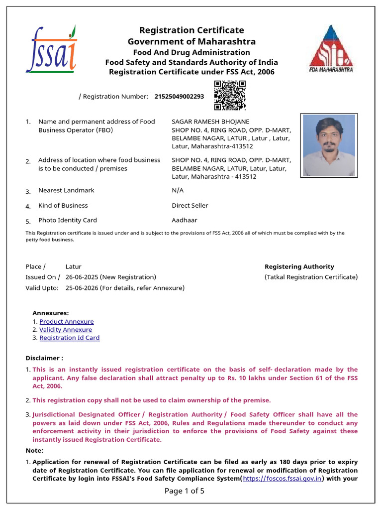 Food Licence | PDF | Foods | Identity Document