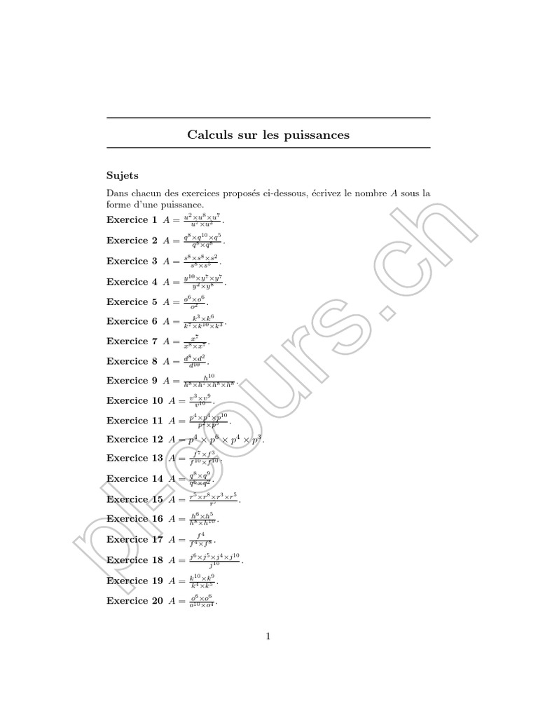 10H-FA-calcul Littéral Simplification de Fractions 01 - 1 | PDF