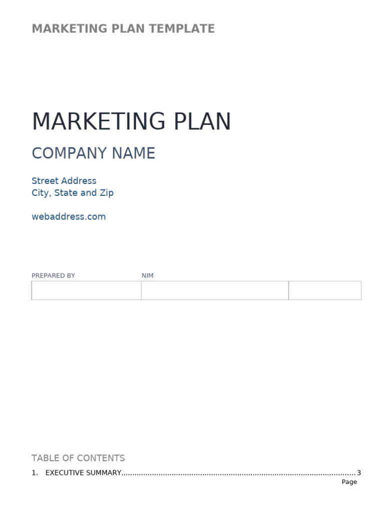 Marketing Plan Template Final | PDF | Marketing | Marketing Strategy