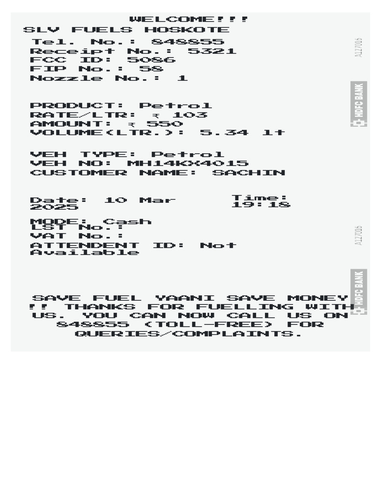 Fuel Bill Template 4 | PDF