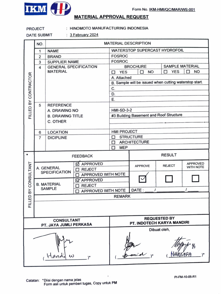 Material Approval Request-Waterstop Supercast Hydrofoil | PDF ...