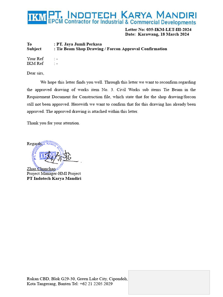 Tie Beam Drawing Approval Confirmation | PDF