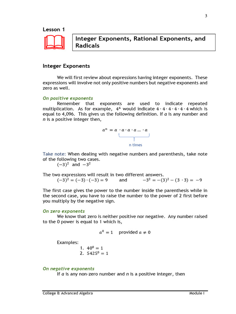 Understanding Integer Exponents | PDF | Square Root | Exponentiation