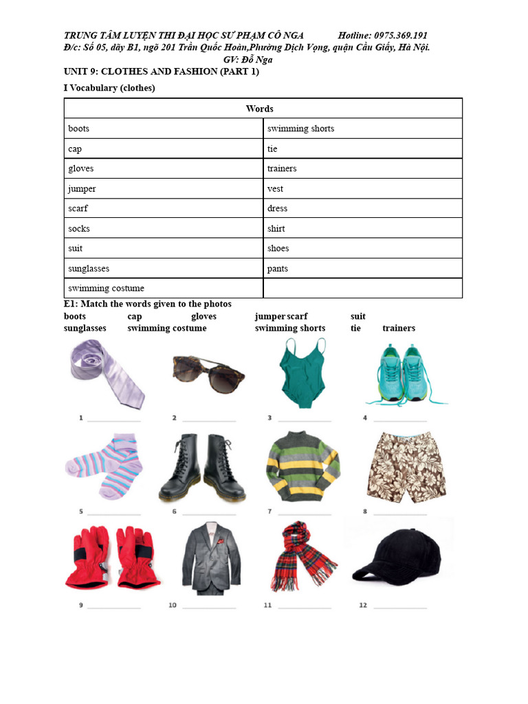 Unit 9 - Clothes and Fashion (Part 1) | PDF | Fashion | Clothing