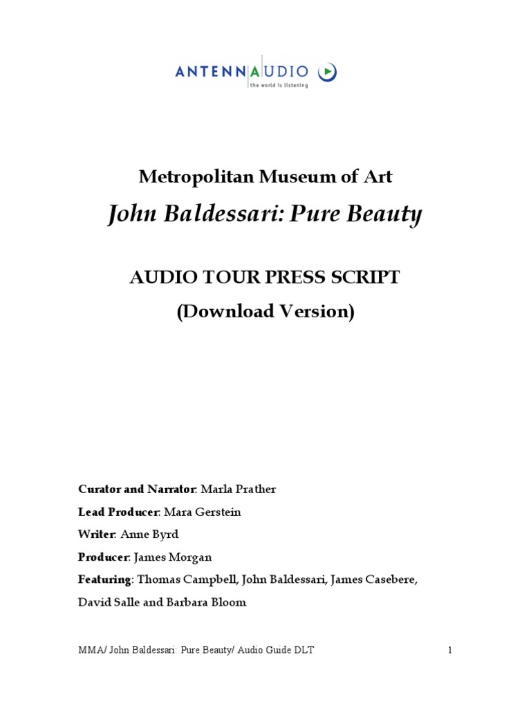 Baldessari Audio Guide Transcript | PDF | Paintings | Composition ...