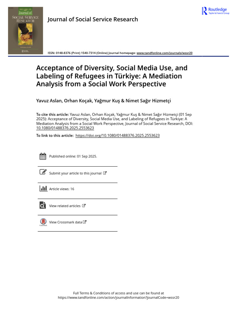 Acceptance of Diversity Social Media Use and Labeling of Refugees in T ...