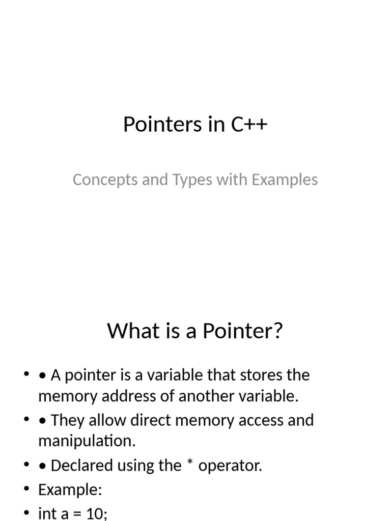 Pointers in CPP Detailed | PDF | Pointer (Computer Programming) | Computer Programming