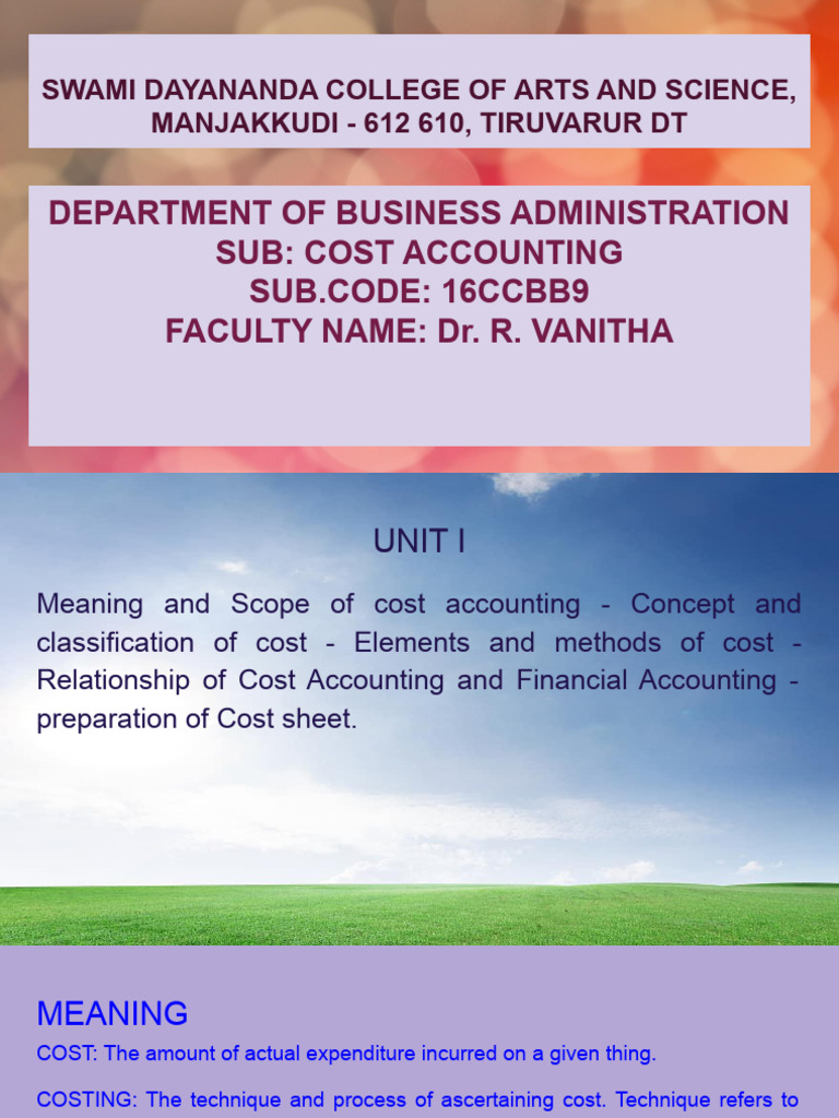 Cost Accounting Overview and Objectives | PDF