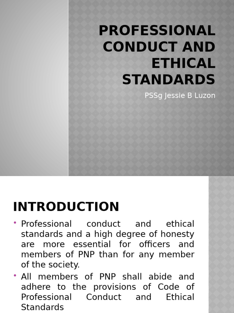 PNP Professional Conduct Guidelines | PDF