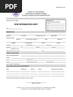 OFW Information Sheet Template | PDF | Labor