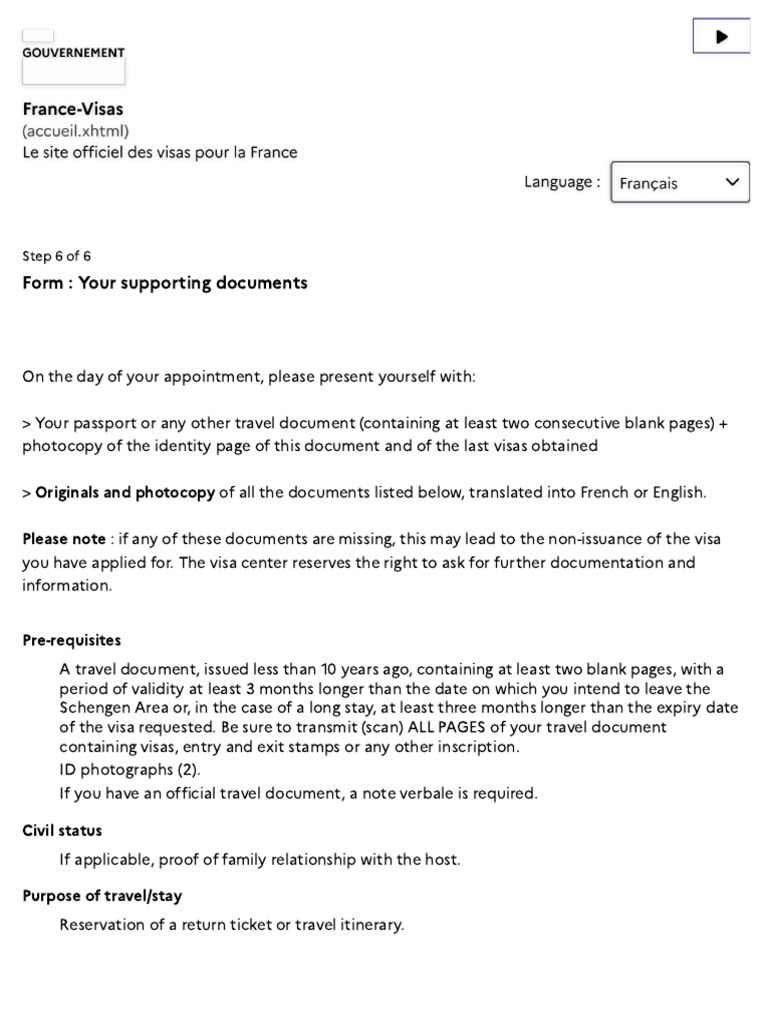 France-Visas - Demande de Visa - Step 6 of 6 - Your Supporting Documents | PDF | Travel Visa ...