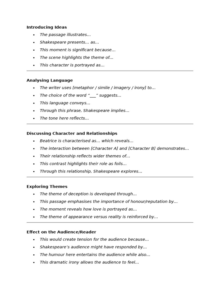 Analytical Language For Essay Response | PDF