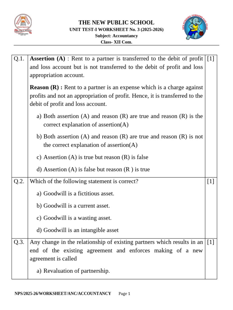 Resource 20250514175113 Worksheet Xii Com Accountancy Unit-I | PDF ...